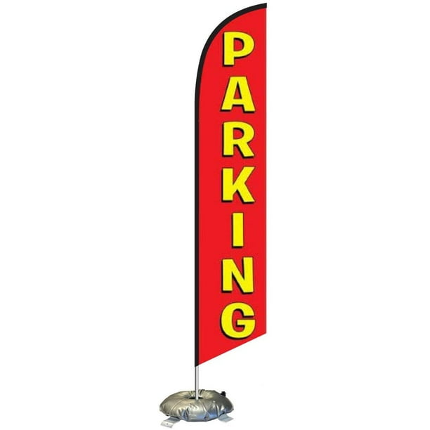 Parking Feather Flag Kit with Cross-Base and Weight-Donut, Outdoor ...