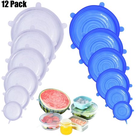 Elastic Silicone Lids, 12-Part Silicone Stretch Lids, BPA Free Reusable ...