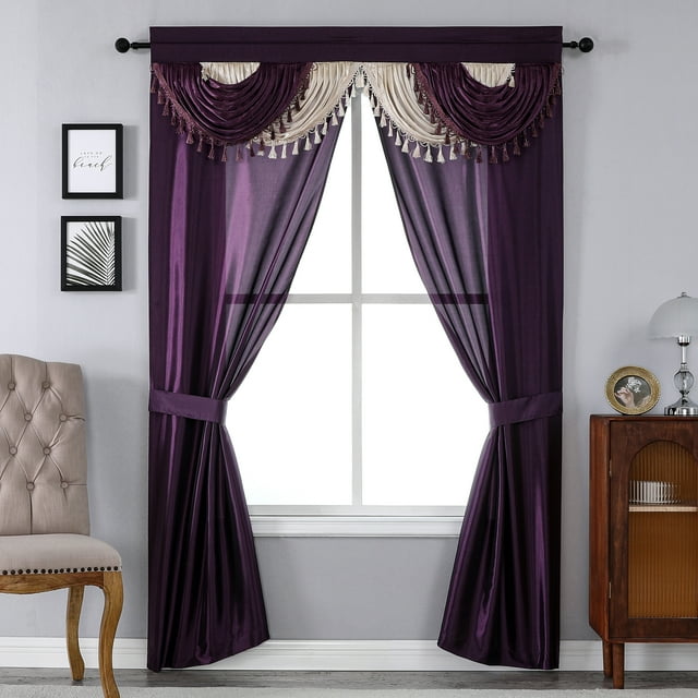 Regal Home Collections 5-Piece Window Curtain Set with Valance and ...