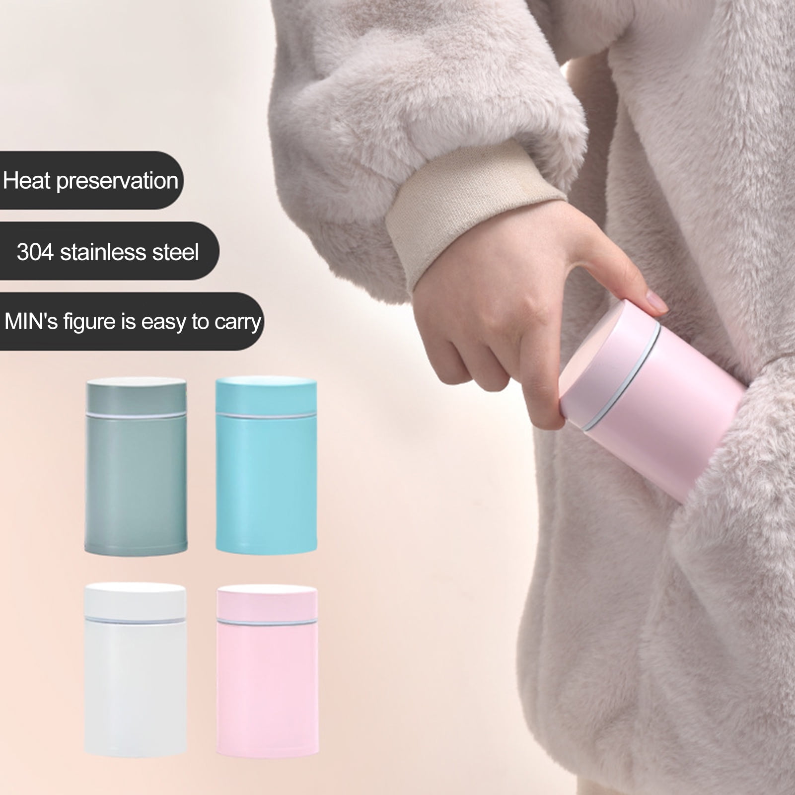 Hesroicy 260ml Cute Mini Vacuum Flask - Made of Food-Grade 304 ...