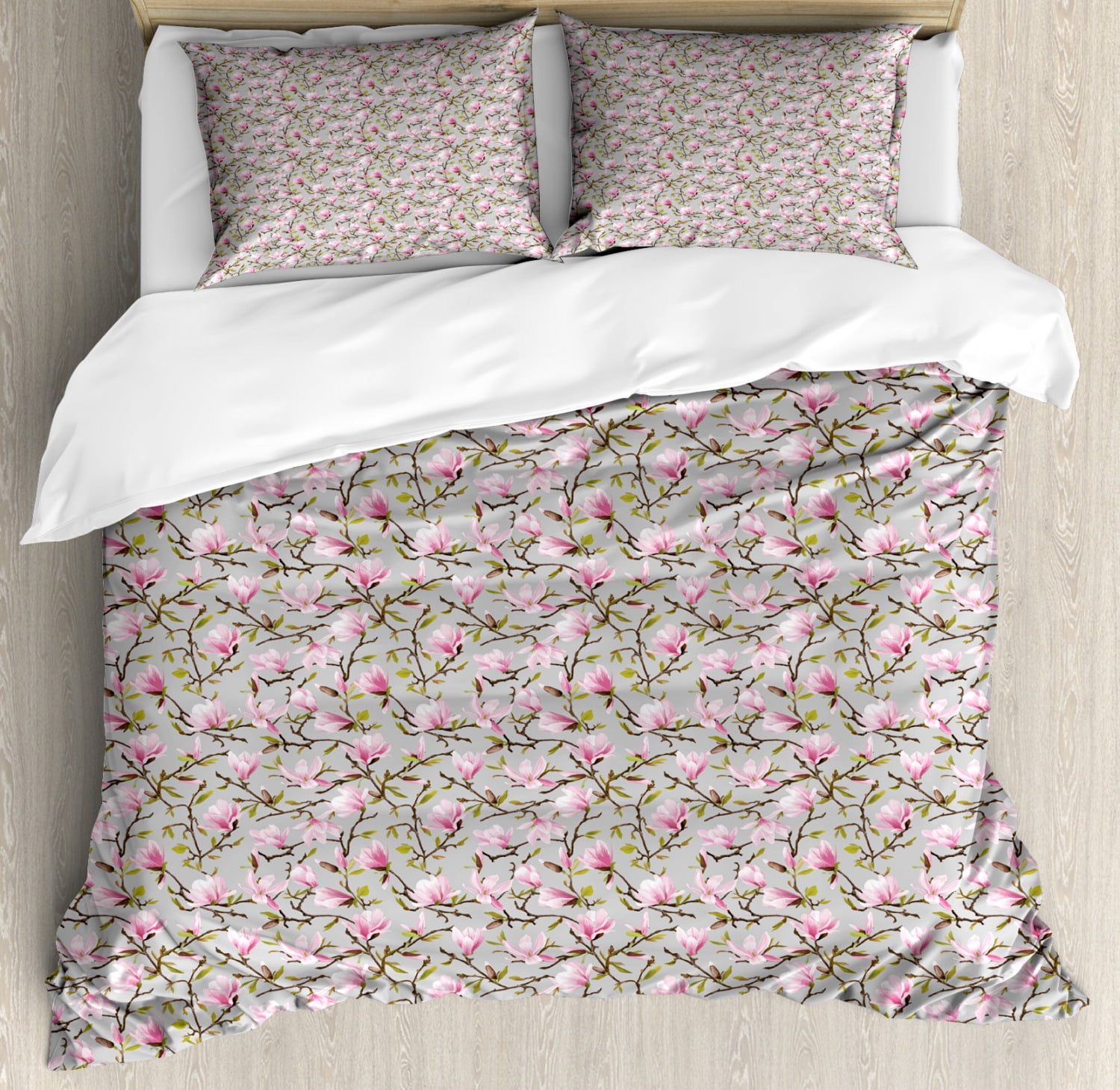 Magnolia Queen Size Duvet Cover Set, Exotic Floral Tree Burst into ...