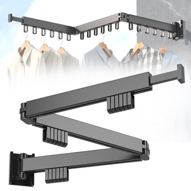 X-cosrack Wall Mounted Clothes Drying Rack, Retractable Steel Folding ...