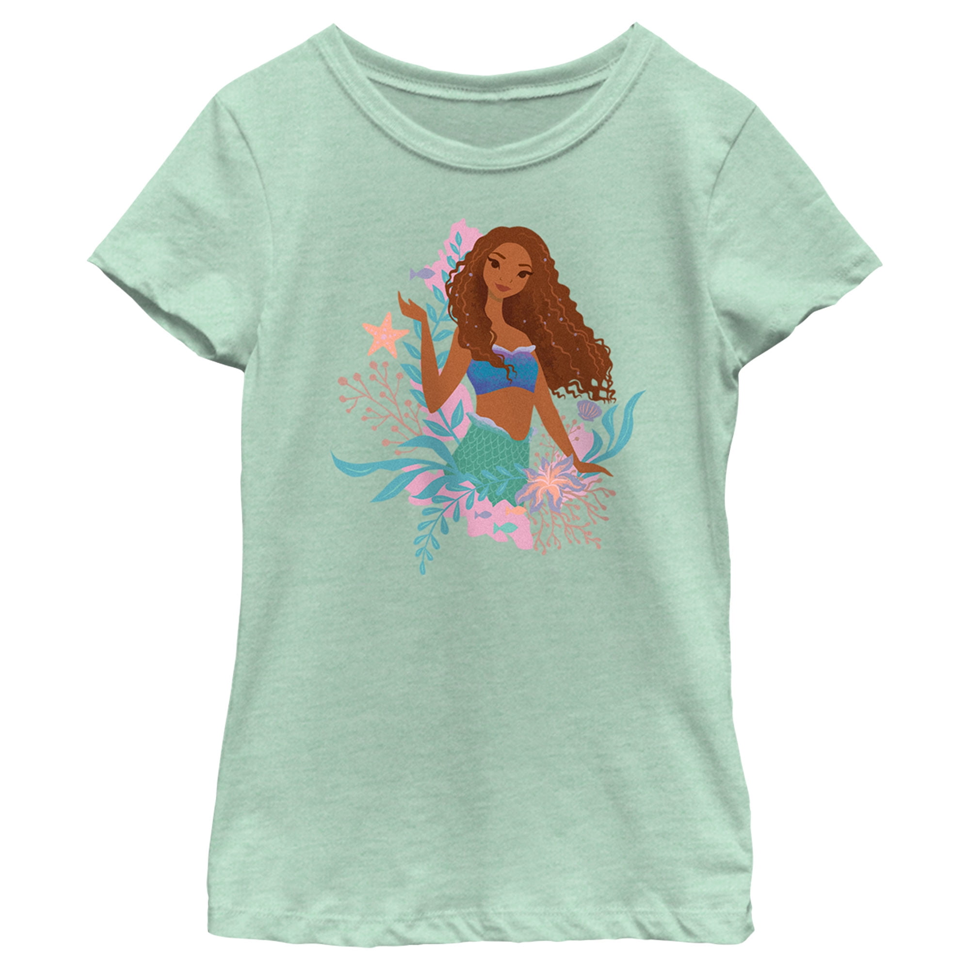 Girl's The Little Mermaid Ariel Wave Graphic Tee Mint X Small - Walmart.com