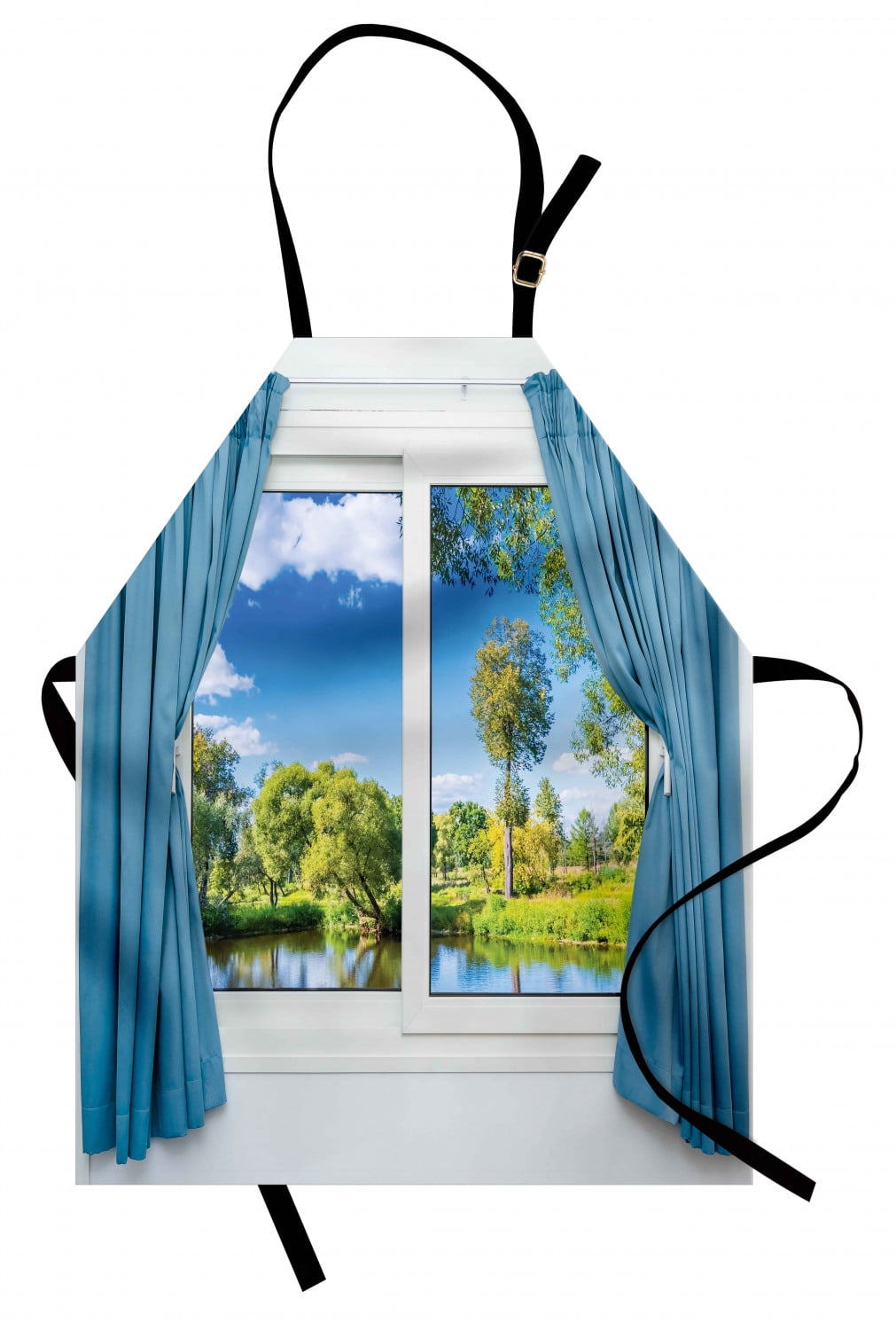 Country Apron Rural View from the Window Reflection in Water Lake Tree ...