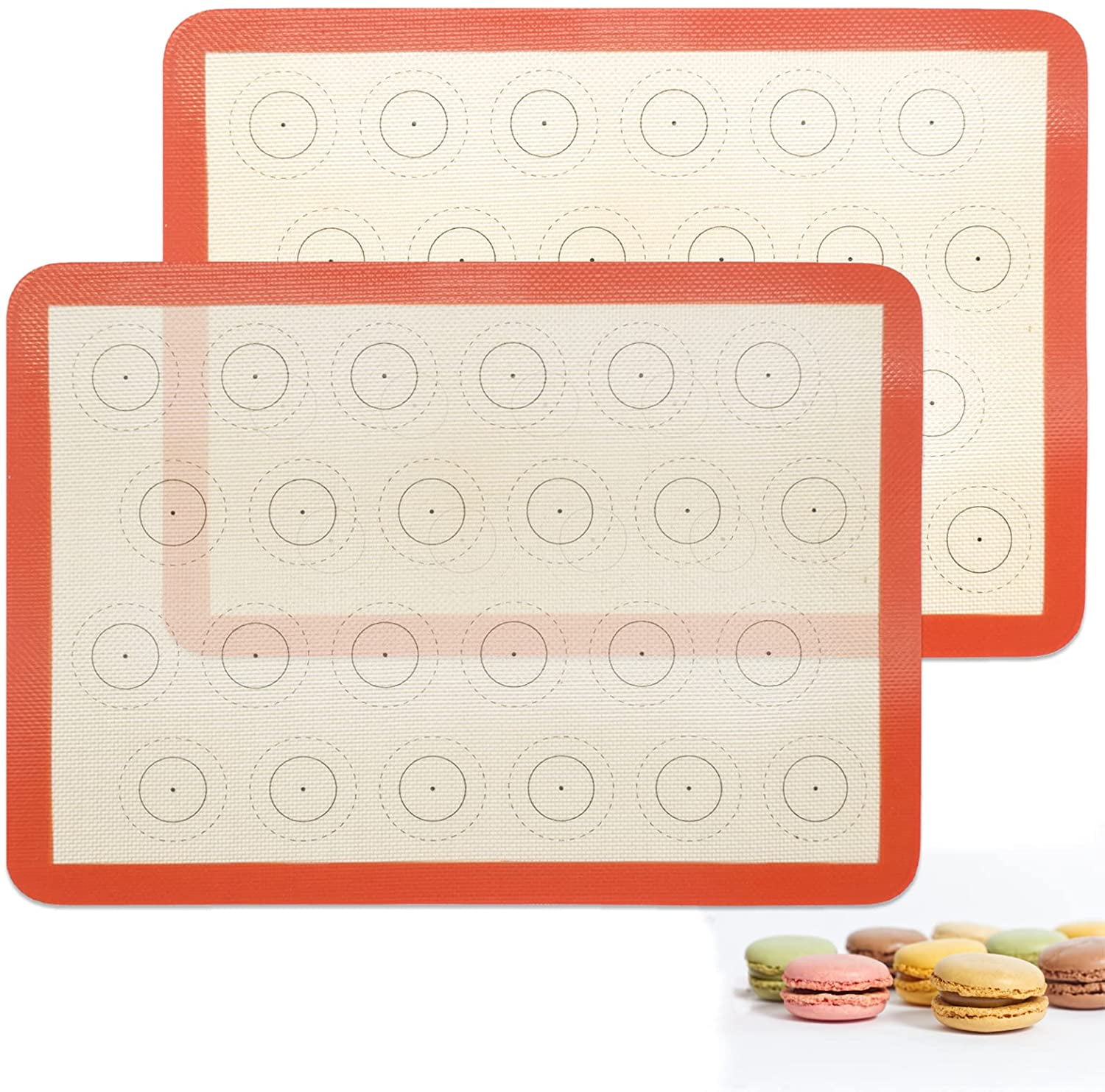 Macaron Silicone Baking Mats of 2 Half Sheet, Non-Stick Reusable ...