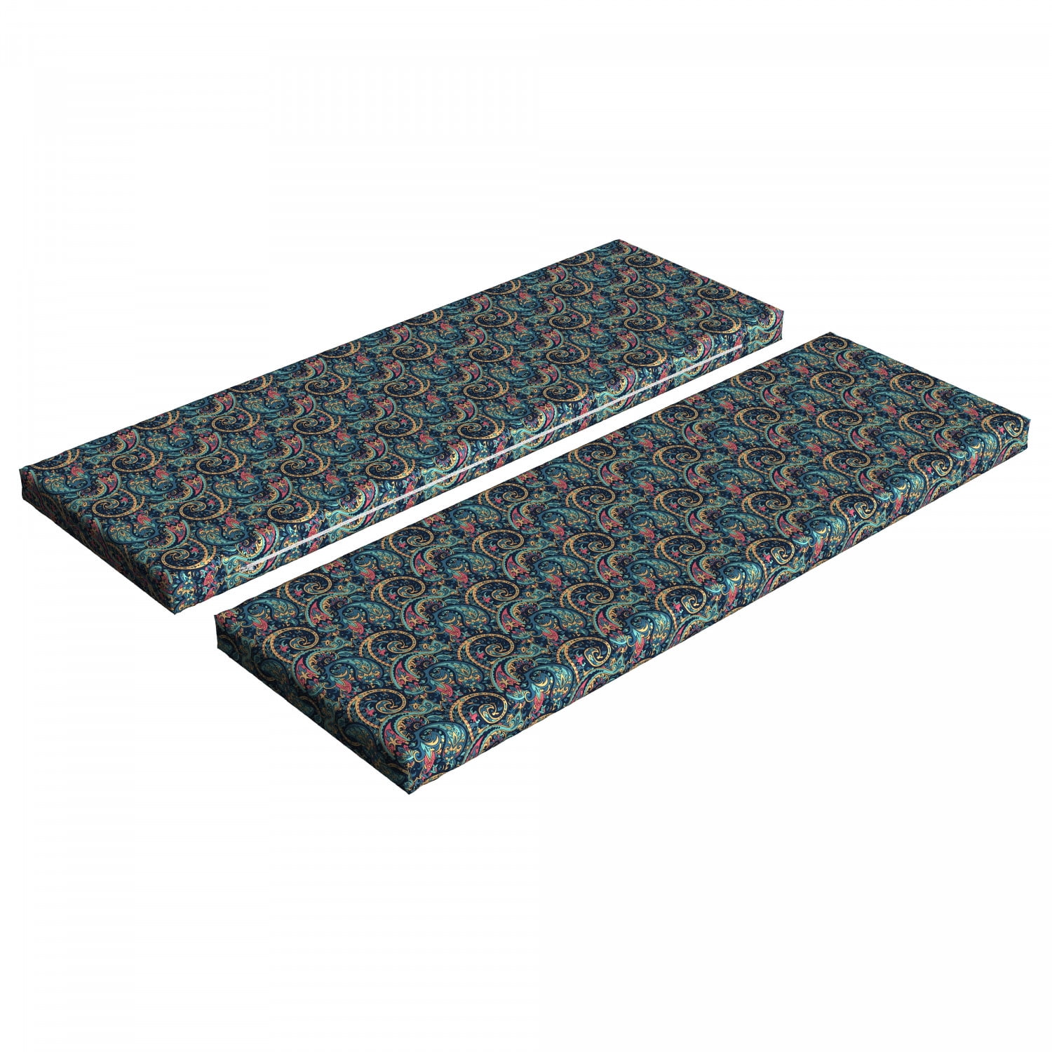 Paisley Bench Cushion Set of 2, Unusual Boteh Revival Themed Tribal ...