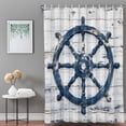 Bathroom Shower Curtain Retro Marine Sailing Blue Rudder Waterproof ...