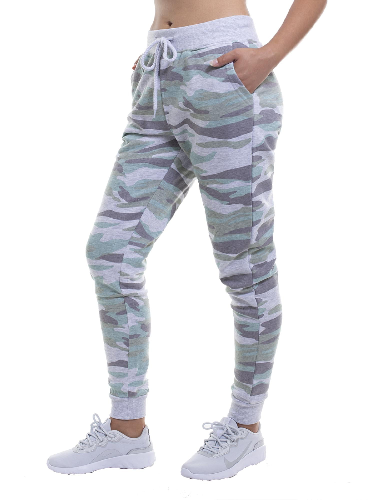 MixMatchy Women's Camo Print Knit Jogger Fleece Sweatpants - Walmart.com