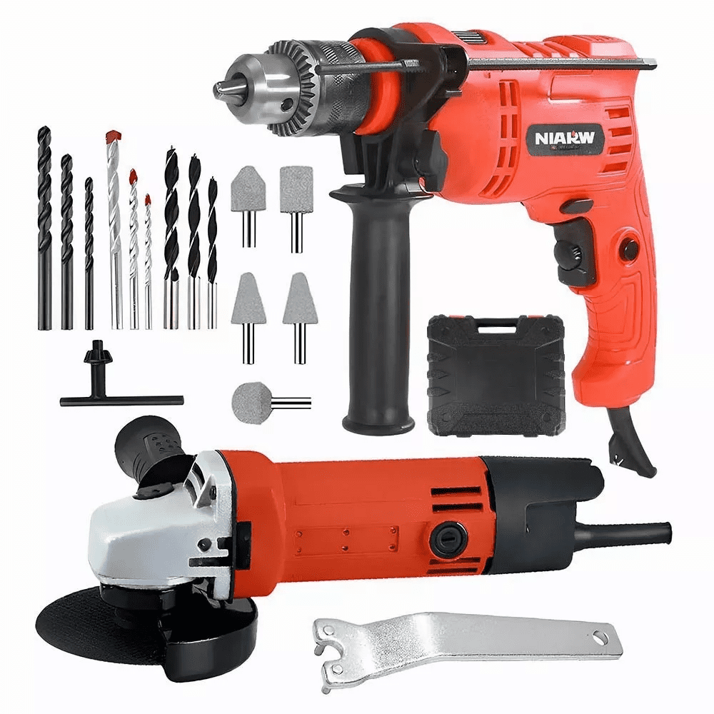 Taladro Rotomartillo 1780w+esmeriladora Con Accesorios 1980w Rojo ...