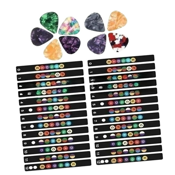 Guitar Fingerboard Stickers and Picks for Beginner 6 Strings Acoustic ...