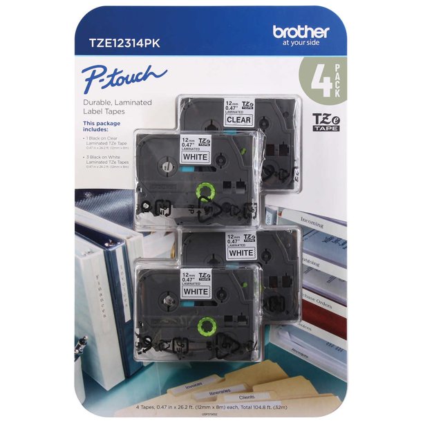 Brother P-Touch Label Tape, 1/2"W x 26.2'L (4 Count) - Walmart.com
