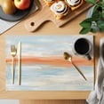 Burnt Orange Sunset Placemats Set of 12 Modern Abstract Art Seaside ...
