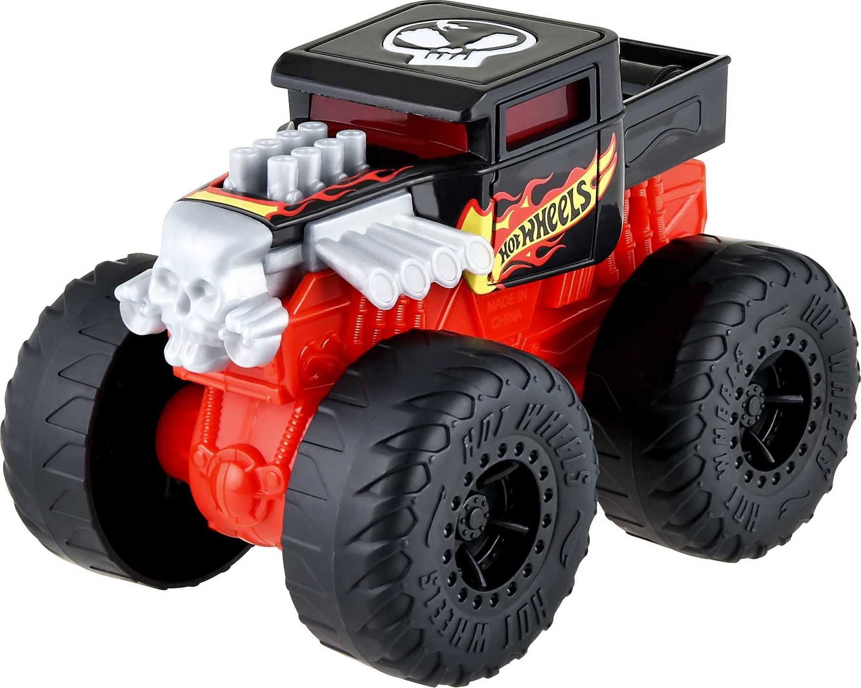 Hot Wheels Monster Trucks Roarin' Wreckers, 1:43 Scale Bone Shaker Toy ...