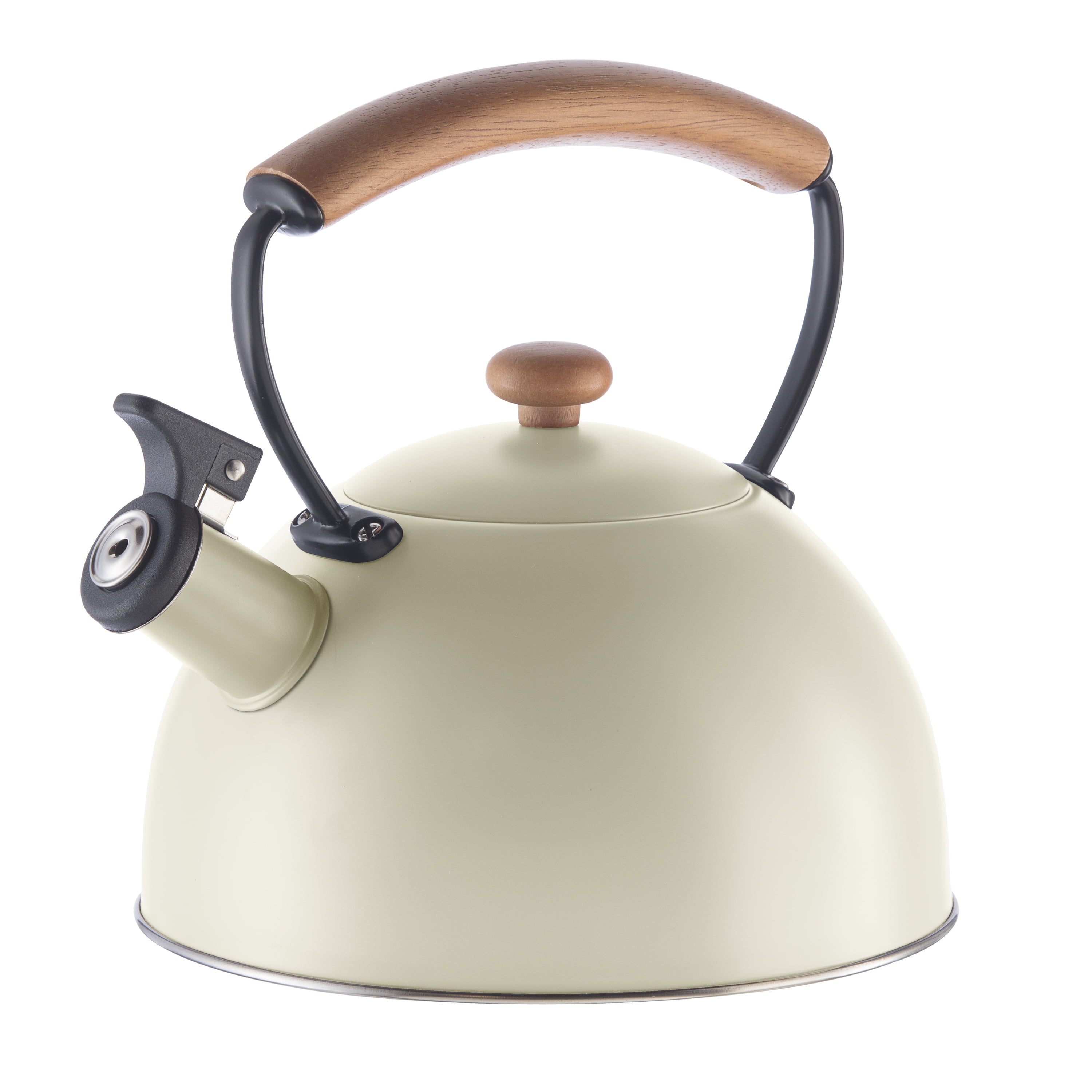 Stainless Steel, Wood Handle, Whistling Tea Kettle (2.5 lt, 85 oz ...