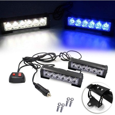 2 X 6 LED Emergency trobe Light Bar - 6.5" 24W 9 Modes Traffic Advisor ...