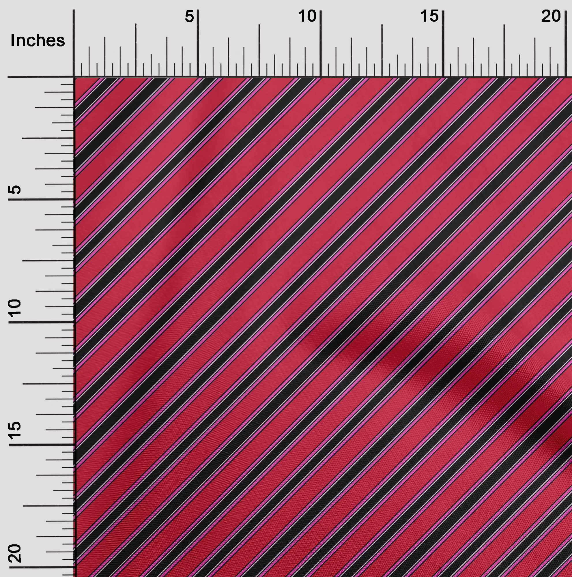 oneOone Viscose Chiffon Bright Red Fabric Stripes Diy Clothing Quilting ...