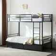 UBesGoo Twin Over Twin Metal Bunk Bed with 2 Storage Drawers, Solid ...