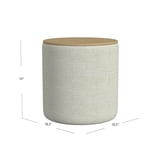 Storage Small Round Storage Ottoman with Wood Lift-Top Lid, Light Gray ...