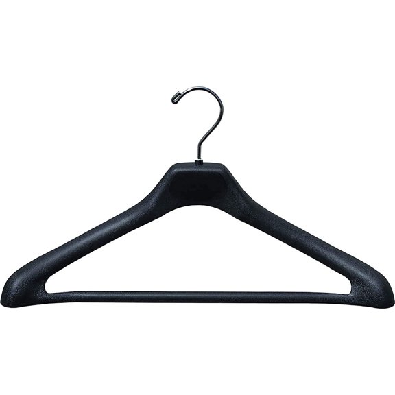 Oversized Matte Black Plastic Suit Hanger with Bar and Wide Shoulder in ...