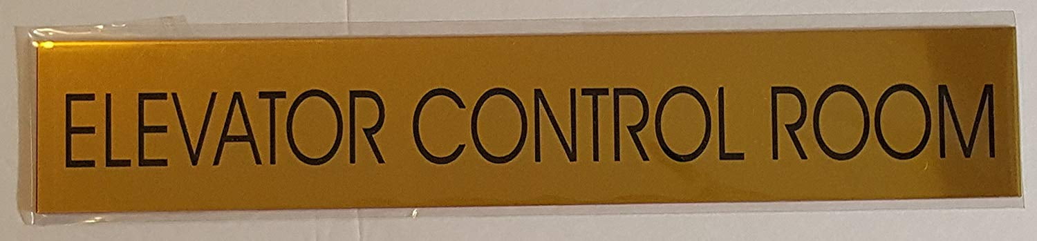ELEVATOR CONTROL ROOM SIGN - Gold BACKGROUND (ALUMINIUM - 2 X 11 3/4 ...