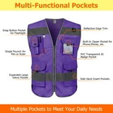 TCCFCCT Purple Safety Vest for Men Women 9 Pockets High Visibility ...
