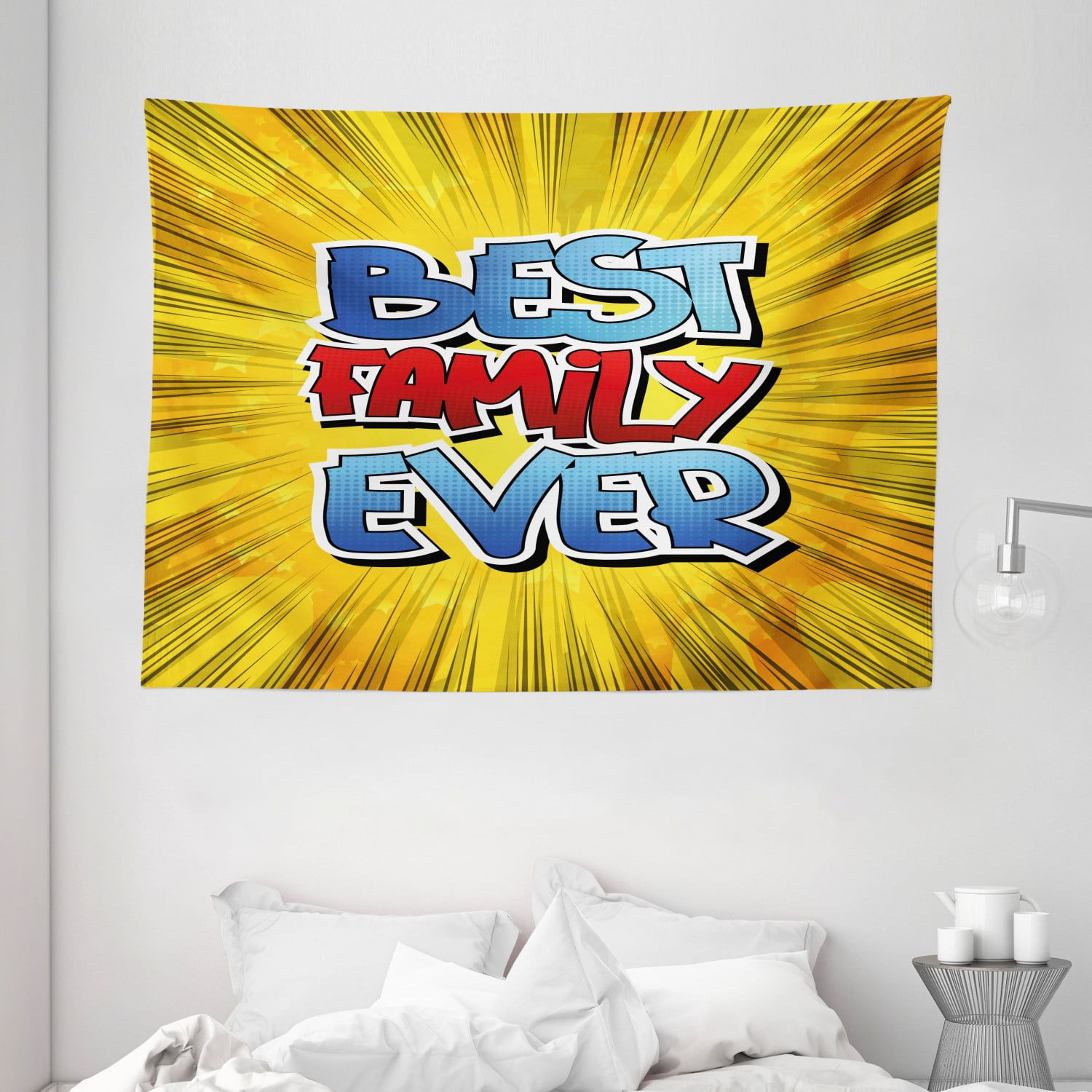 Family Tapestry, Comic Book Style Best Family Ever Words on Abstract ...
