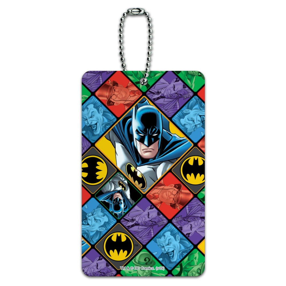 Batman and Villains Pattern Luggage Card Suitcase Carry-On ID Tag ...