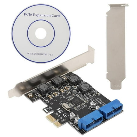Desktop 4-port PCI-E to USB3.0 Front Dual 19/20PIN Adapter Card Adapter ...