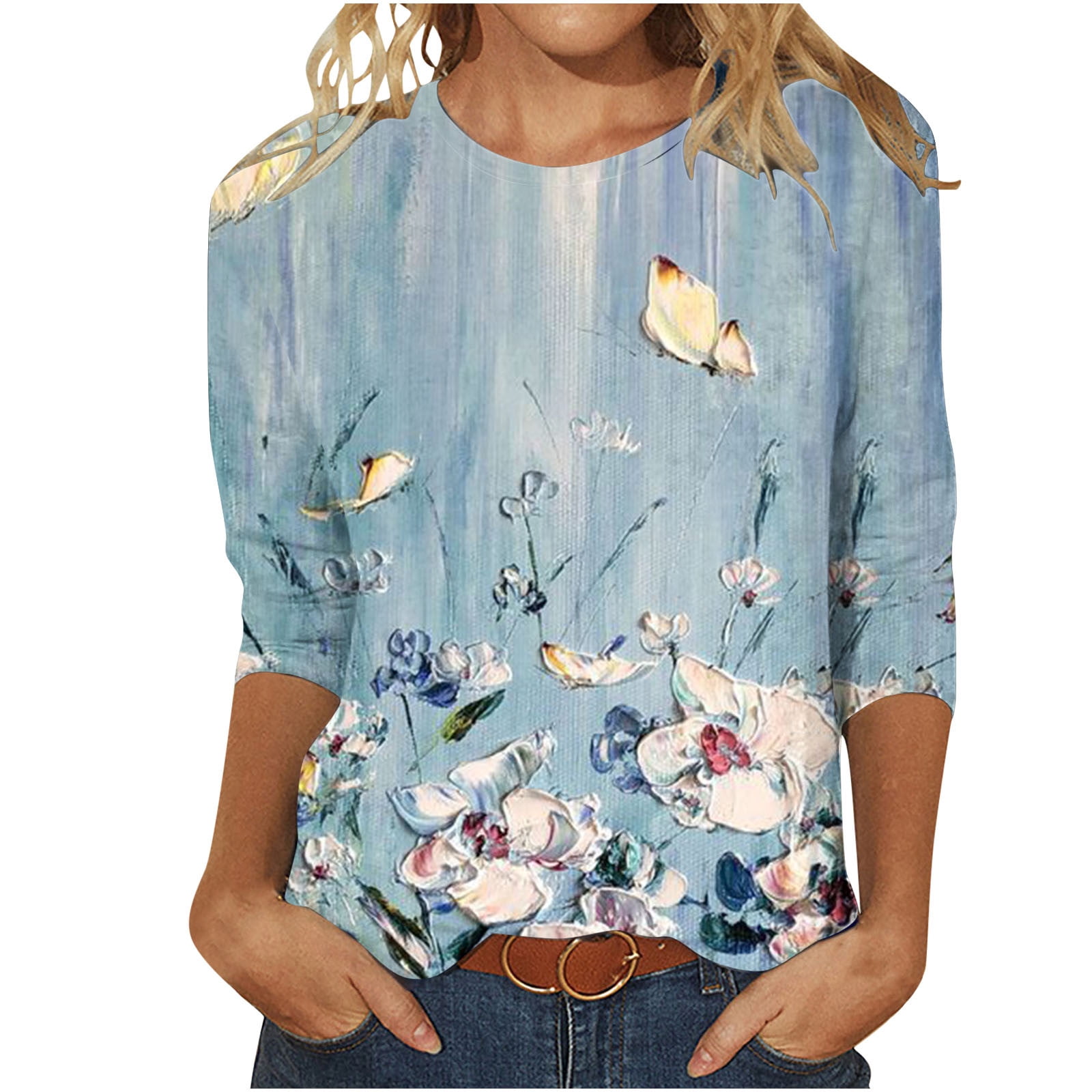 Click here for Pisexur Womens Plus Size Tops Fashion 3/4 Shirts F... prices