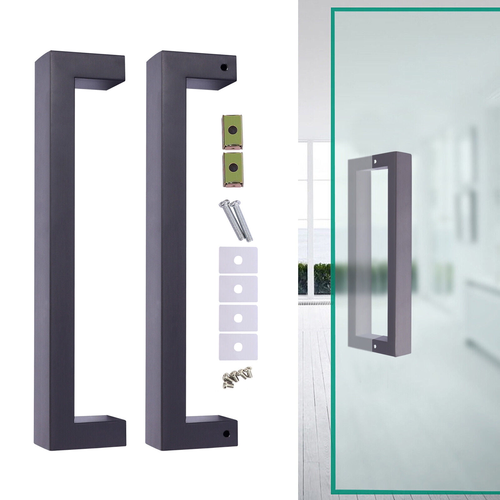 12 In Modern Flat Shape Bar Stainless Steel Entry Glass Barn Door Pull ...