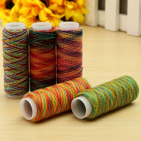 120 Yards Rainbow Gradient Spool Sewing Thread Coil Cotton Twisted Rope ...