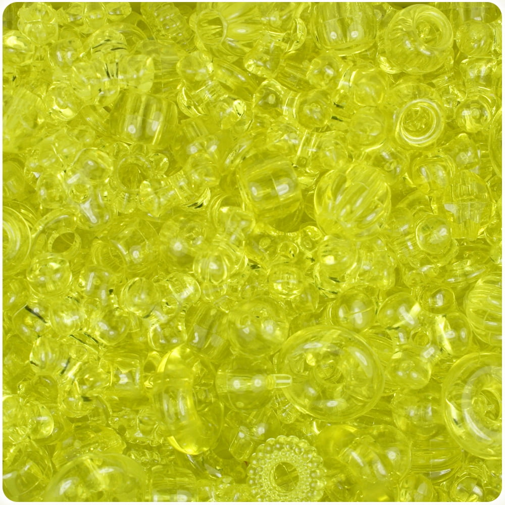 BeadTin Yellow Transparent Plastic Craft Bead Mix (4oz) - Walmart.com