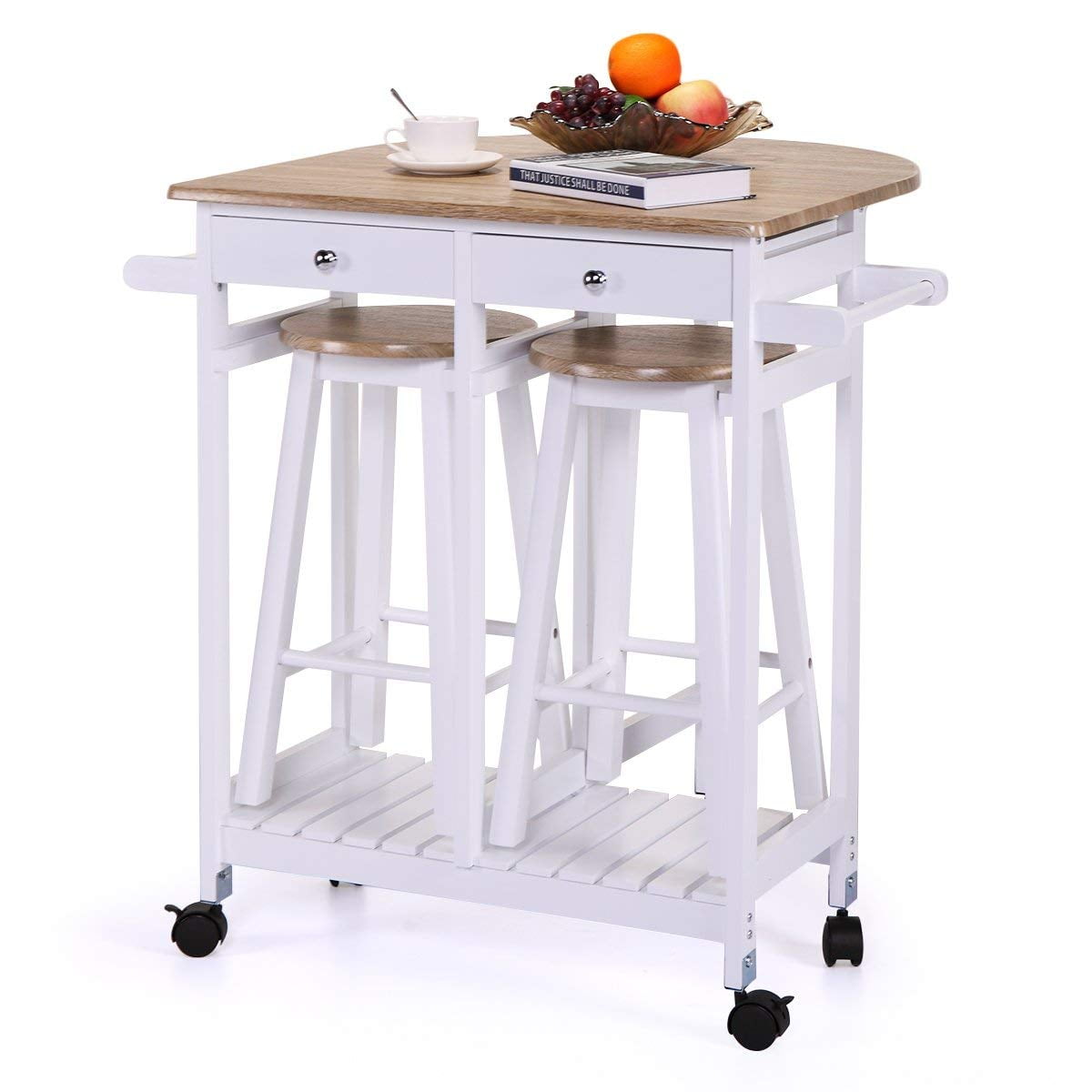 iTopRoad Versatile Kitchen Cart Kitchen Island Trolley Storage 1 Dining ...