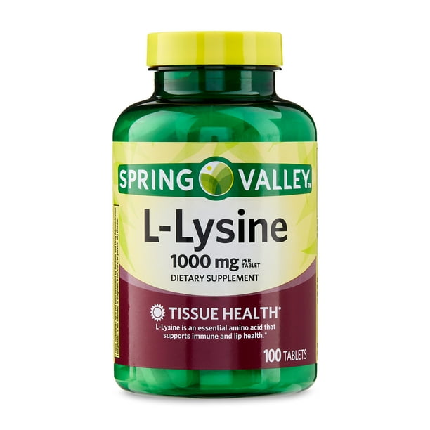Spring Valley L-Lysine Amino Acid Supplements, 1000 mg, 100 Count ...