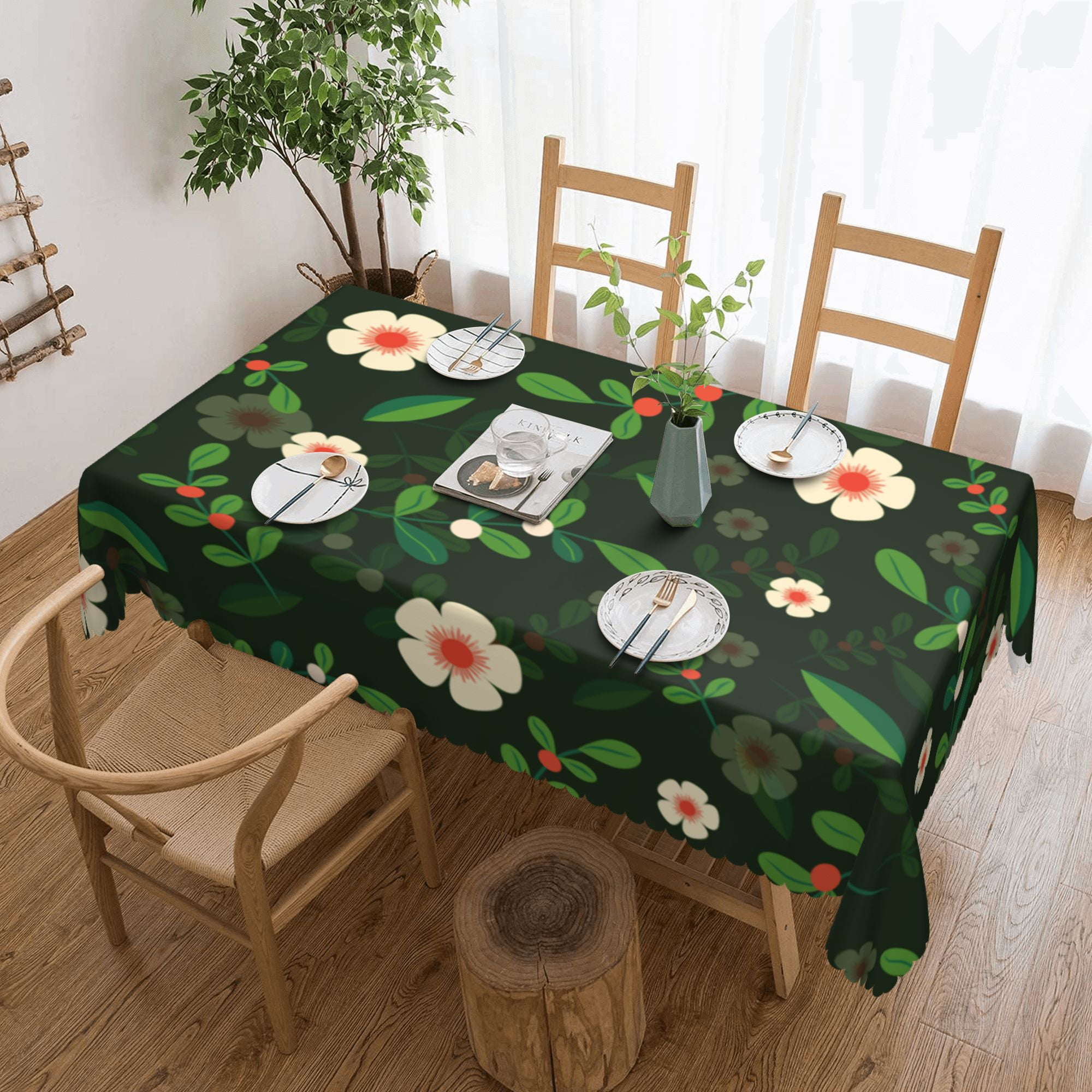 XMXY Table Cloth Rectangle Table, Spring Floral Patterns Dining Table ...