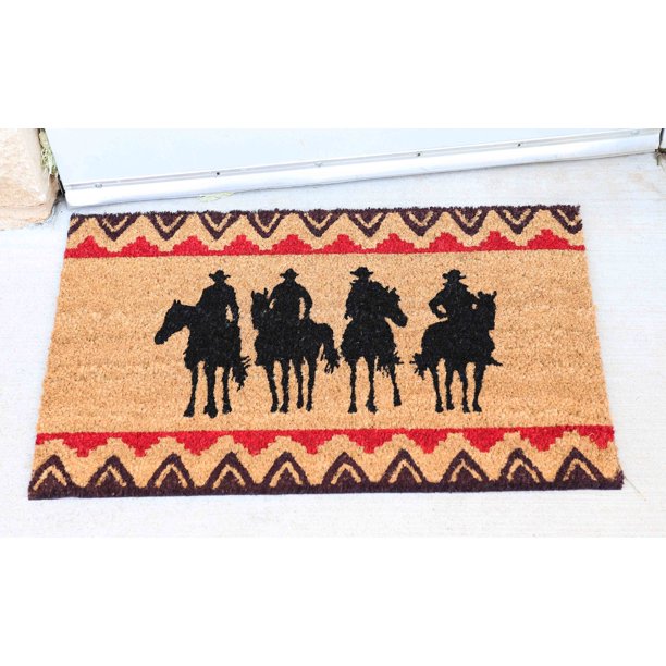 Wild Western Cowboys Horse Riders Coir Coconut Fiber Floor Mat Doormat ...