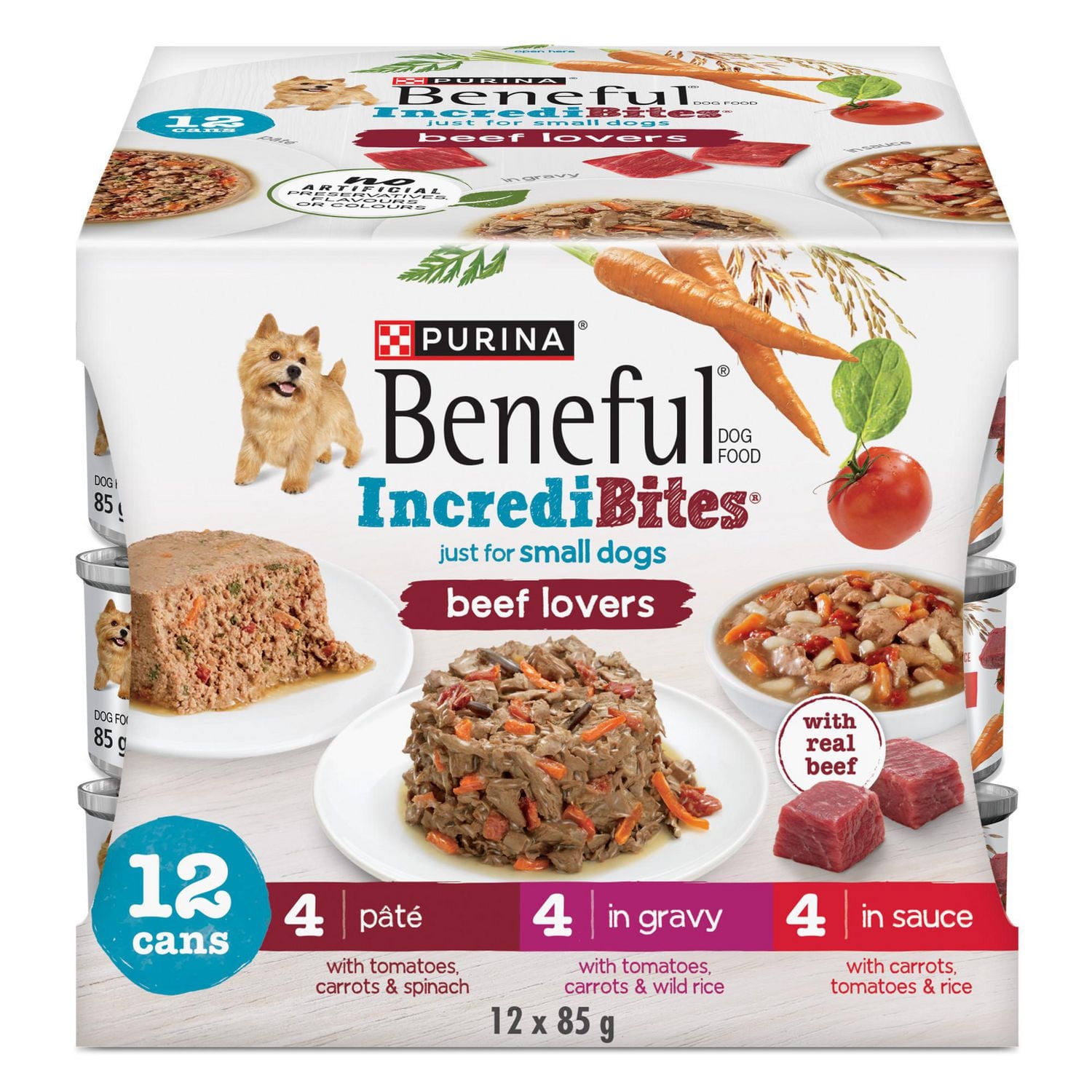 Beneful Incredibites Beef Lovers VP, Wet Dog Food 85 g x 12, 85 g x 12 ...