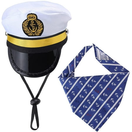 P5HAO Pet Captain Sailors Costume Set Dog Cat Sea Captain Hat with Pet ...