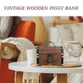 Vintage Wood Treasure Storage Box Piggy Bank Organizer Saving Box Case ...