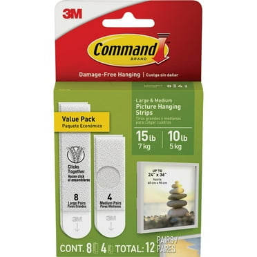 Command Picture Hanging Strips, White, Small, 8 Sets of Strips/Pack ...