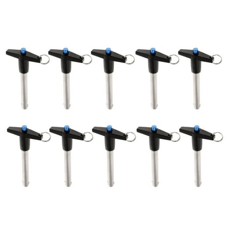 10x Stainless Steel Ball Lock Pins Quick Release Pins T Handle 6mm Dia ...
