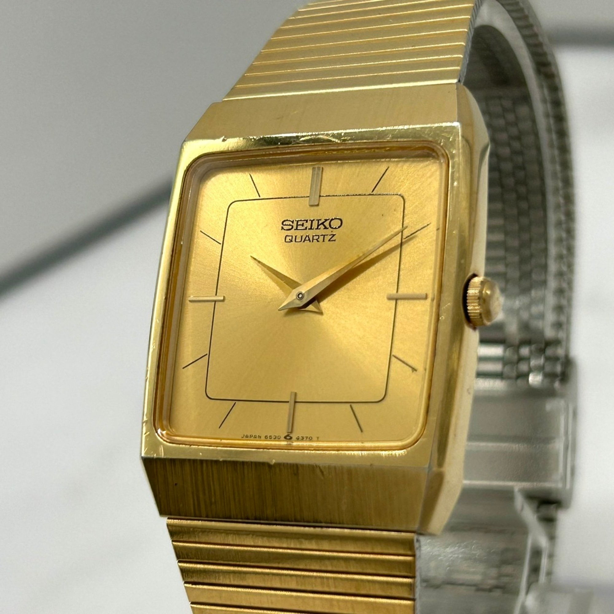 Pre-Owned Seiko Watch 6530-5760 Gold Square Quartz Vintage Men's Women ...