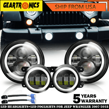 Sunpie 7" LED Headlights + 4" LED fog lights Combo Kits for 1997-2018 ...