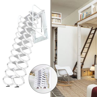 INTBUYING 9.8ft Wall-Mounted Attic Stair Loft Wall Ladder Al-Mg Alloy ...