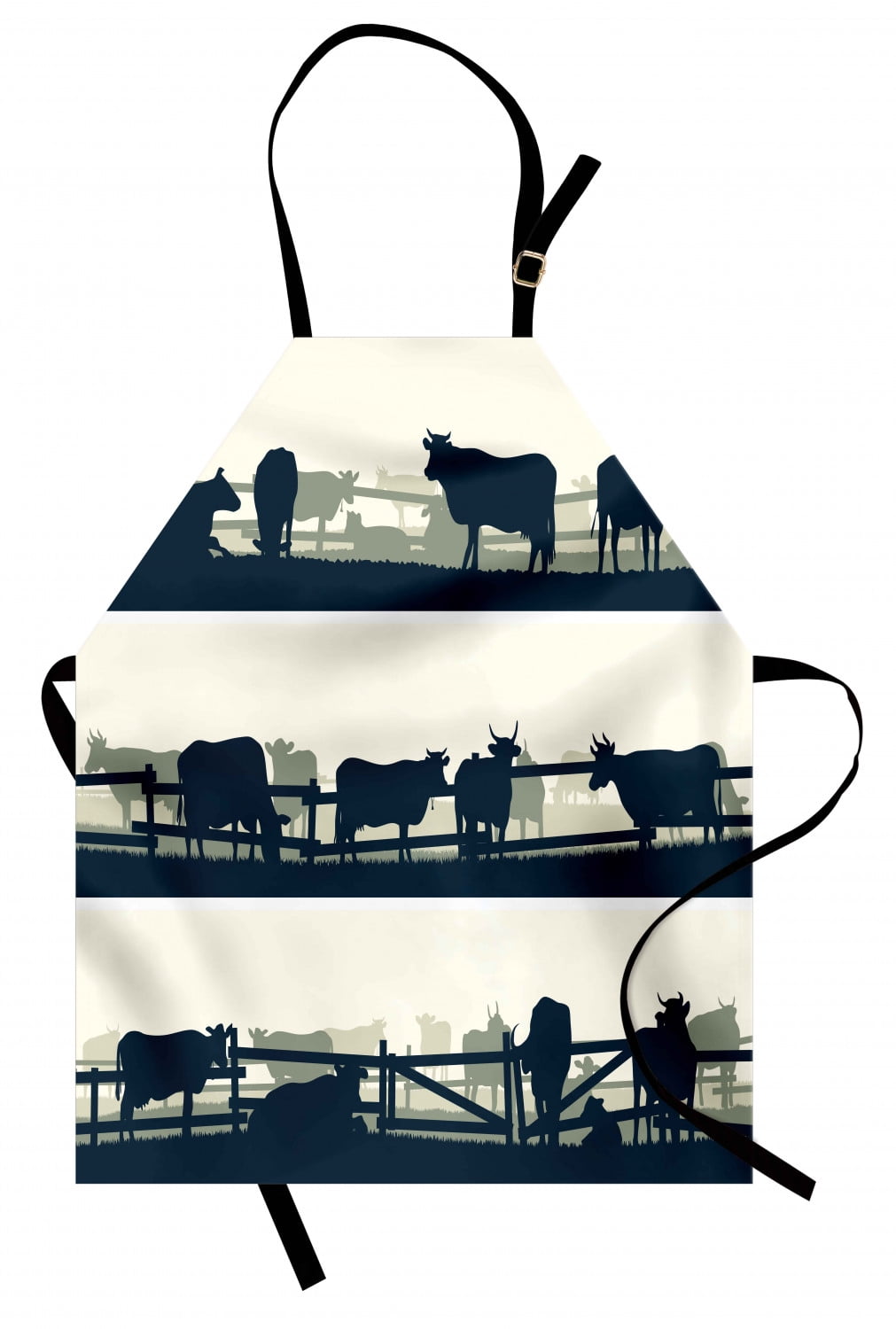 Fence Apron, Agriculture Theme Grazing Farm Animals Cows Bulls ...