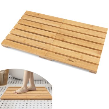 "Dependable Natural Bamboo Non-Slip Waterproof Mat, Bath/Shower/Kitchen ...