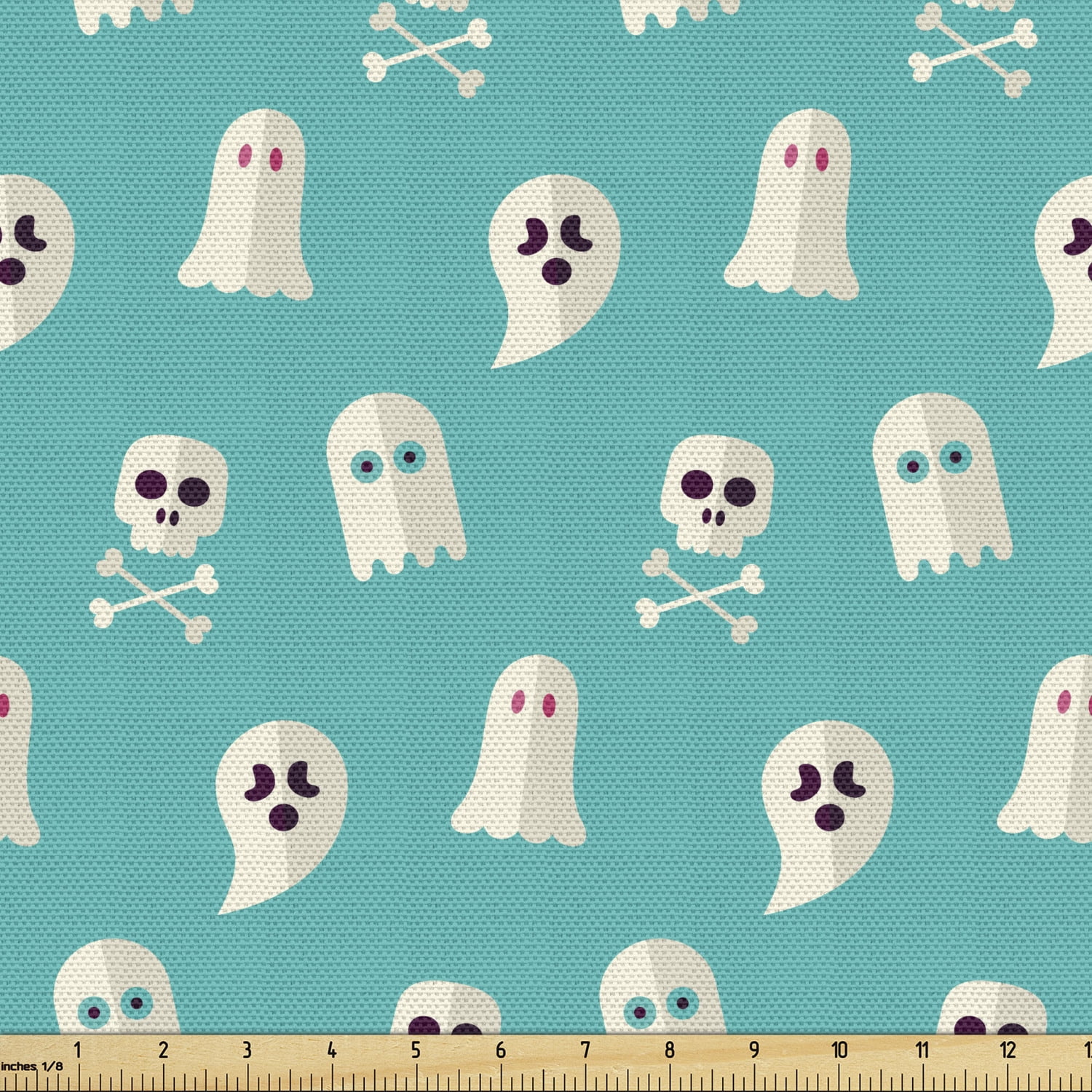 Ghost Sofa Upholstery Fabric by the Yard, Scary Ghost Spirits Skulls ...
