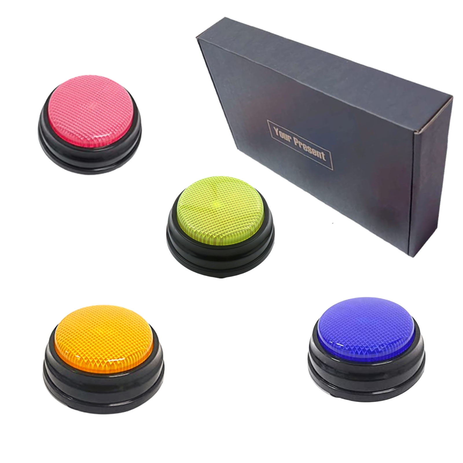 LED Recordable Answer Buzzers,Set of 4 Colored Dog Buttons Recordable ...