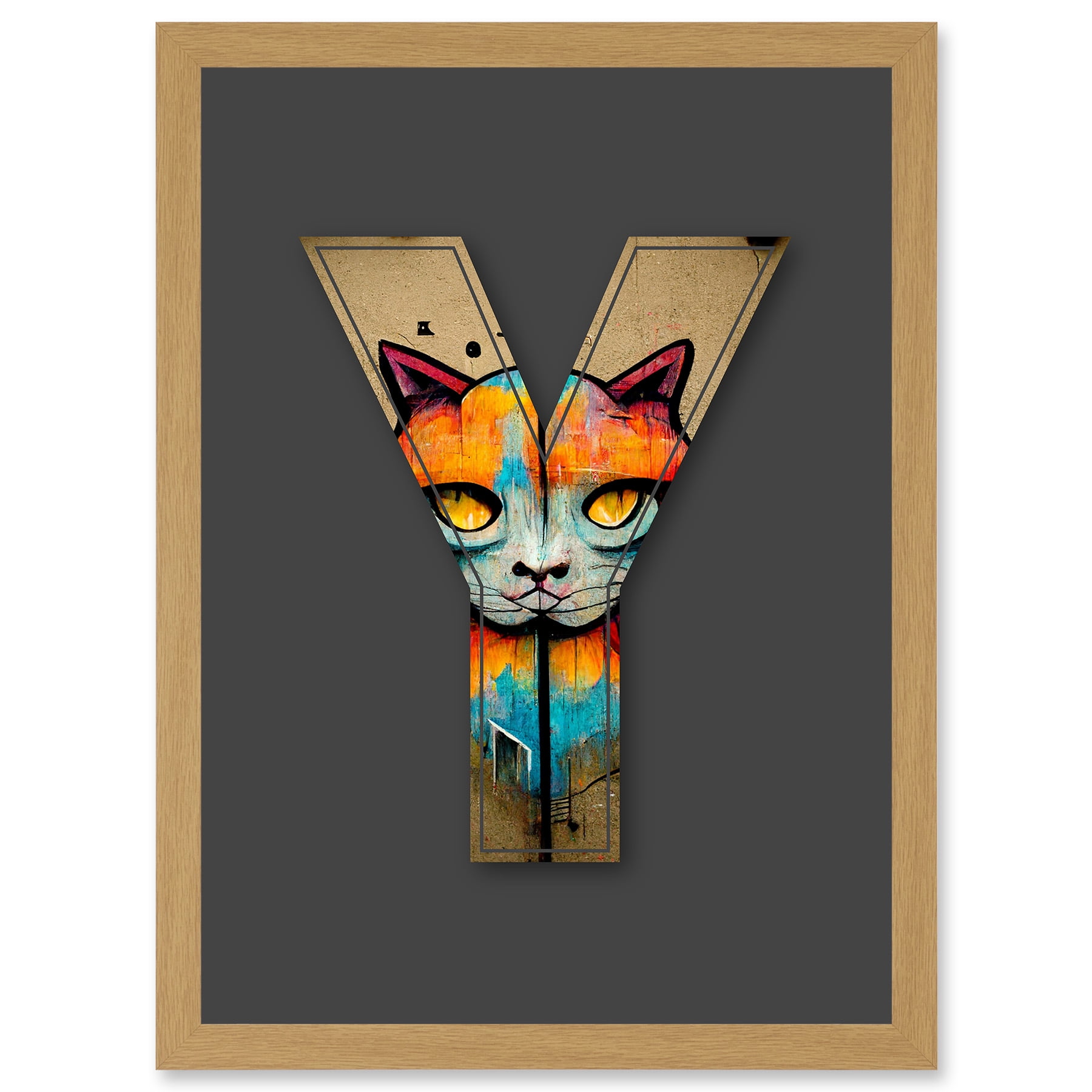 Letter Y Cat Face Multicoloured Decorative Graffiti Mural Alphabet ...
