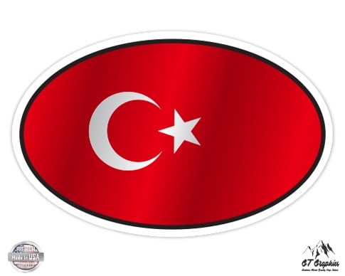 Turkey Flag Oval - 5" Vinyl Sticker - For Car Laptop I-Pad - Waterproof ...